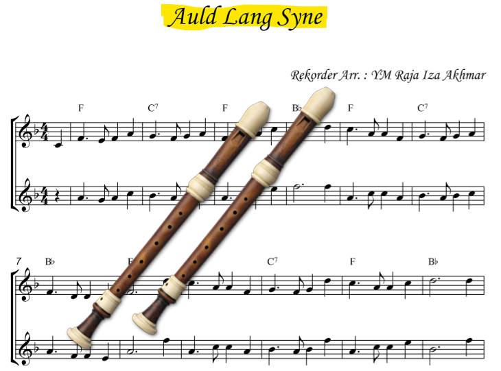 Auld Lang Syne (Recorder in 2 parts) – RIA Music Store