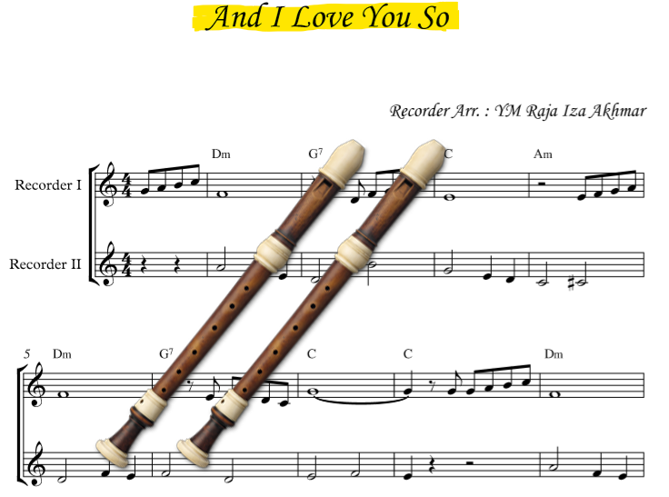 And I Love You So (Recorder in 2 parts) – RIA Music Store