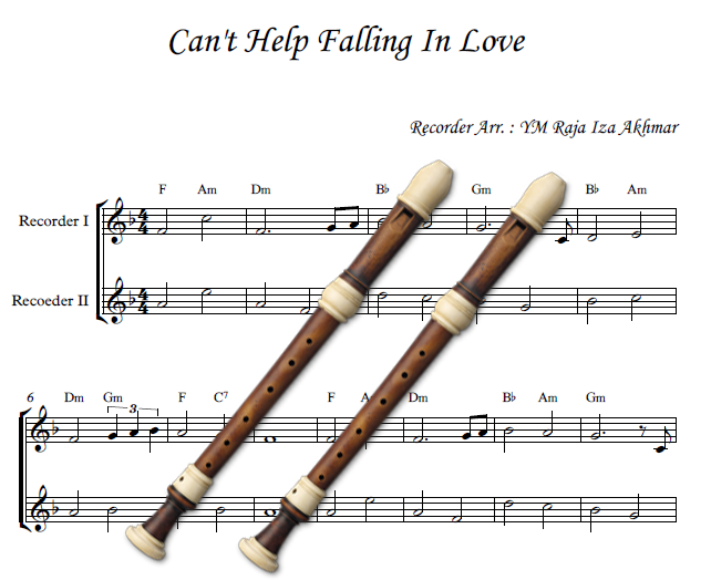 Can’t Help Falling In Love (Recorder in 2 parts) – RIA Music Store